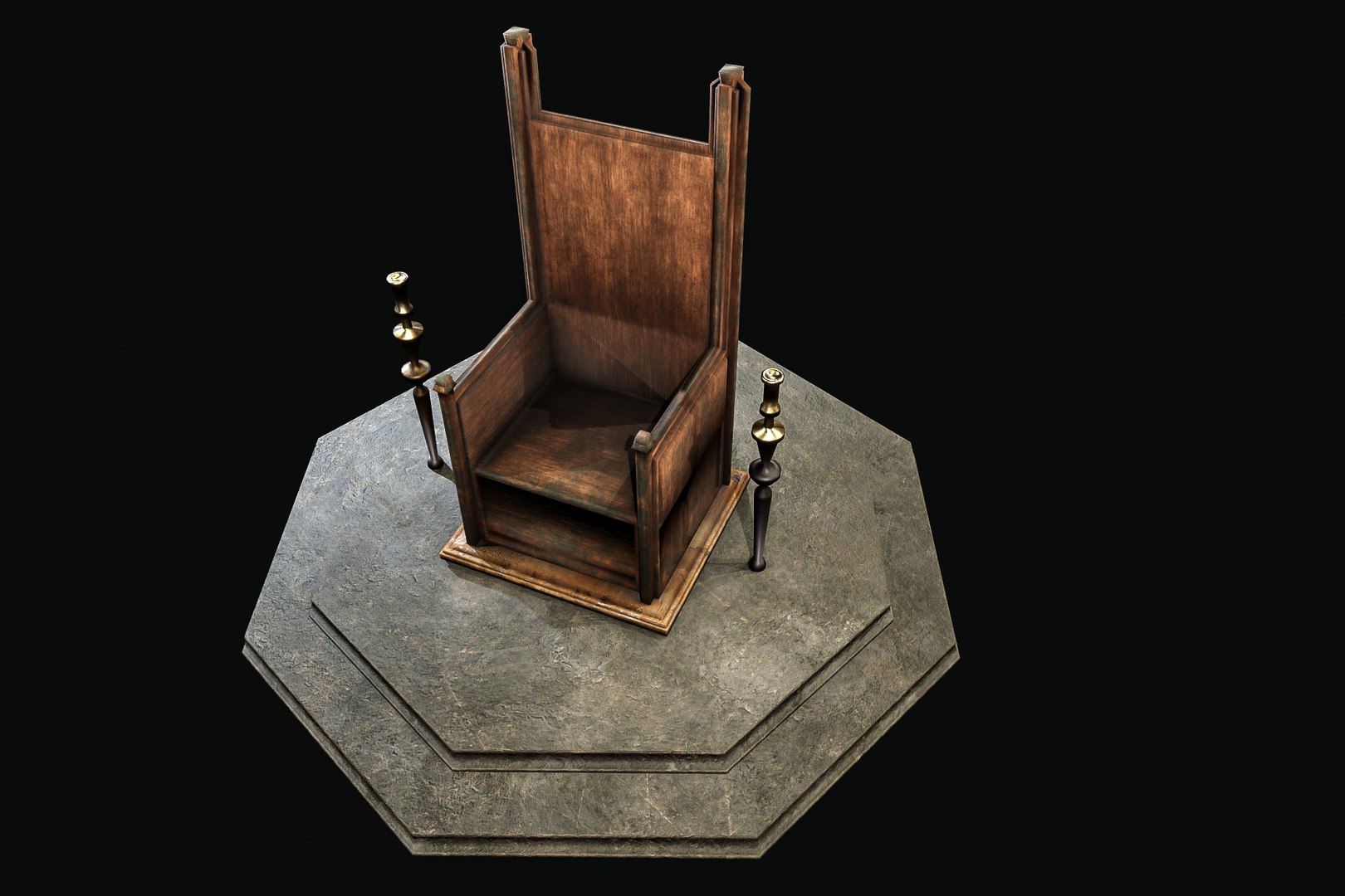 3D Old Wooden Throne Low-poly - TurboSquid 2058836