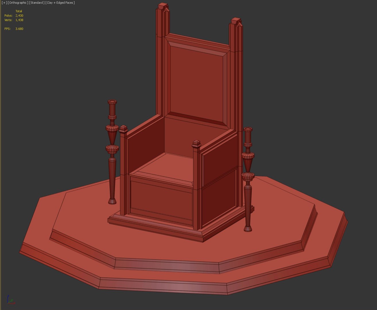 3D Old Wooden Throne Low-poly - TurboSquid 2058836