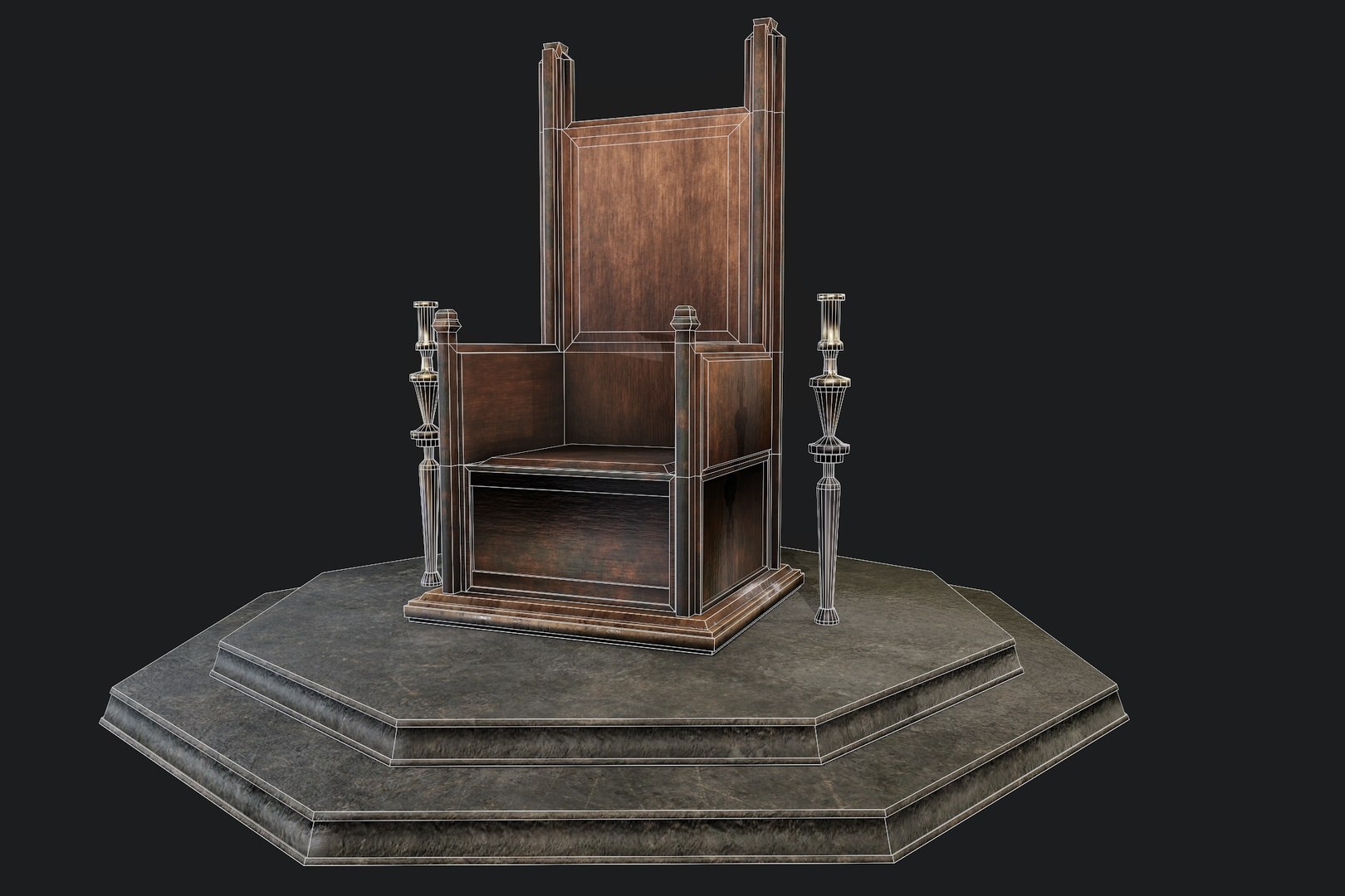 3D Old Wooden Throne Low-poly - TurboSquid 2058836