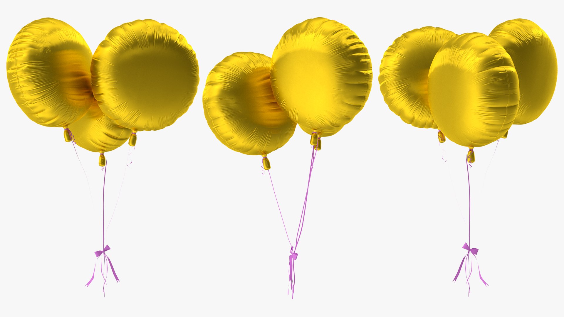Three Helium Balloons Gold 3D - TurboSquid 2086126