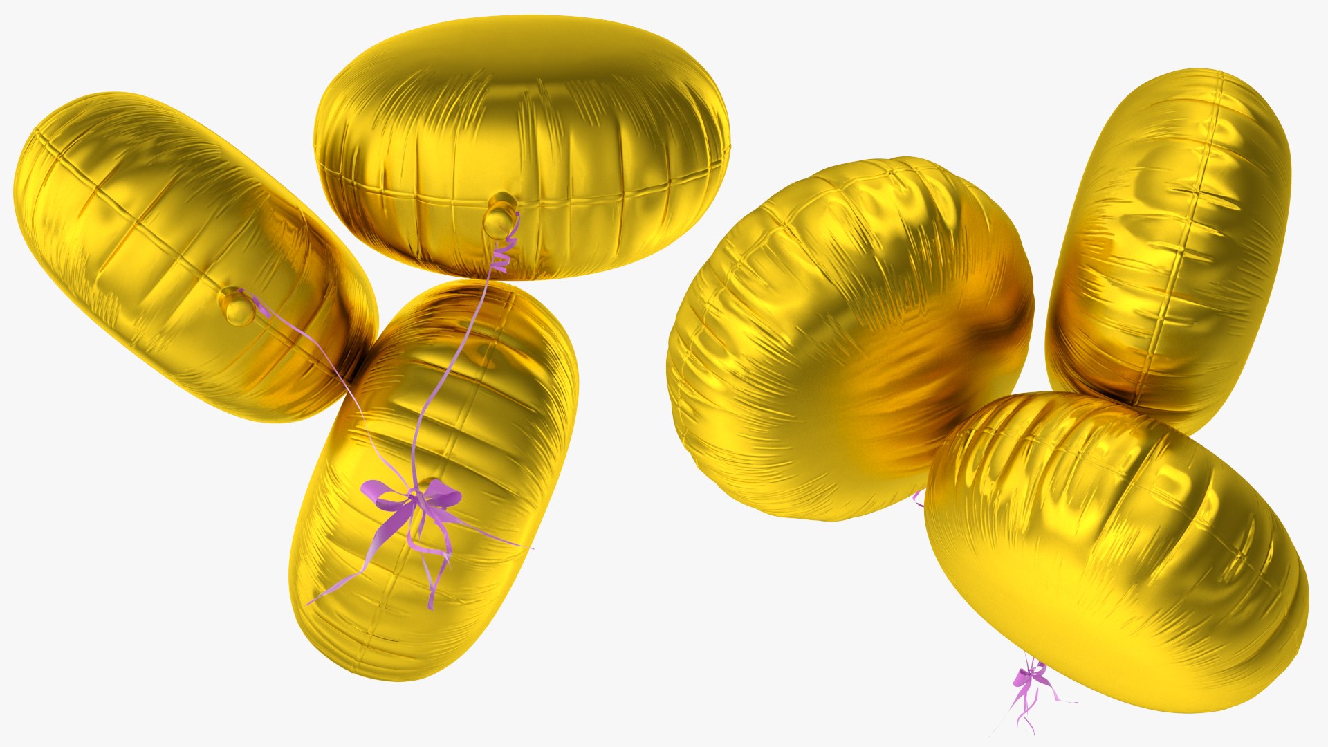Three Helium Balloons Gold 3D - TurboSquid 2086126