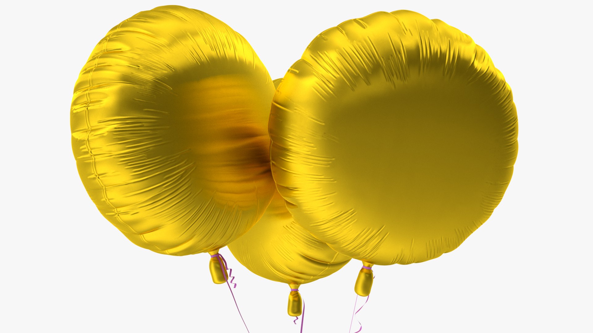 Three Helium Balloons Gold 3D - TurboSquid 2086126