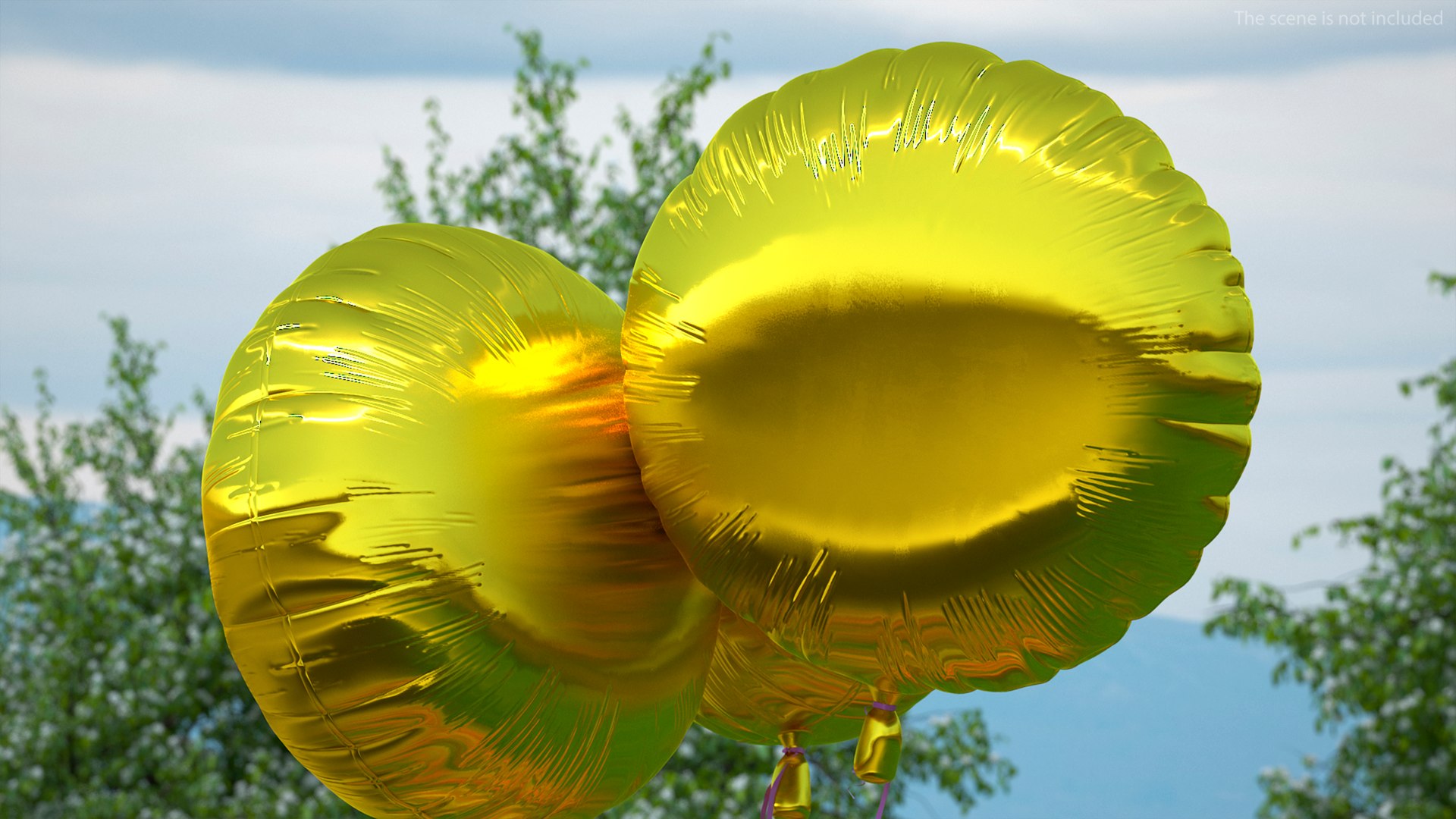 Three Helium Balloons Gold 3D - TurboSquid 2086126