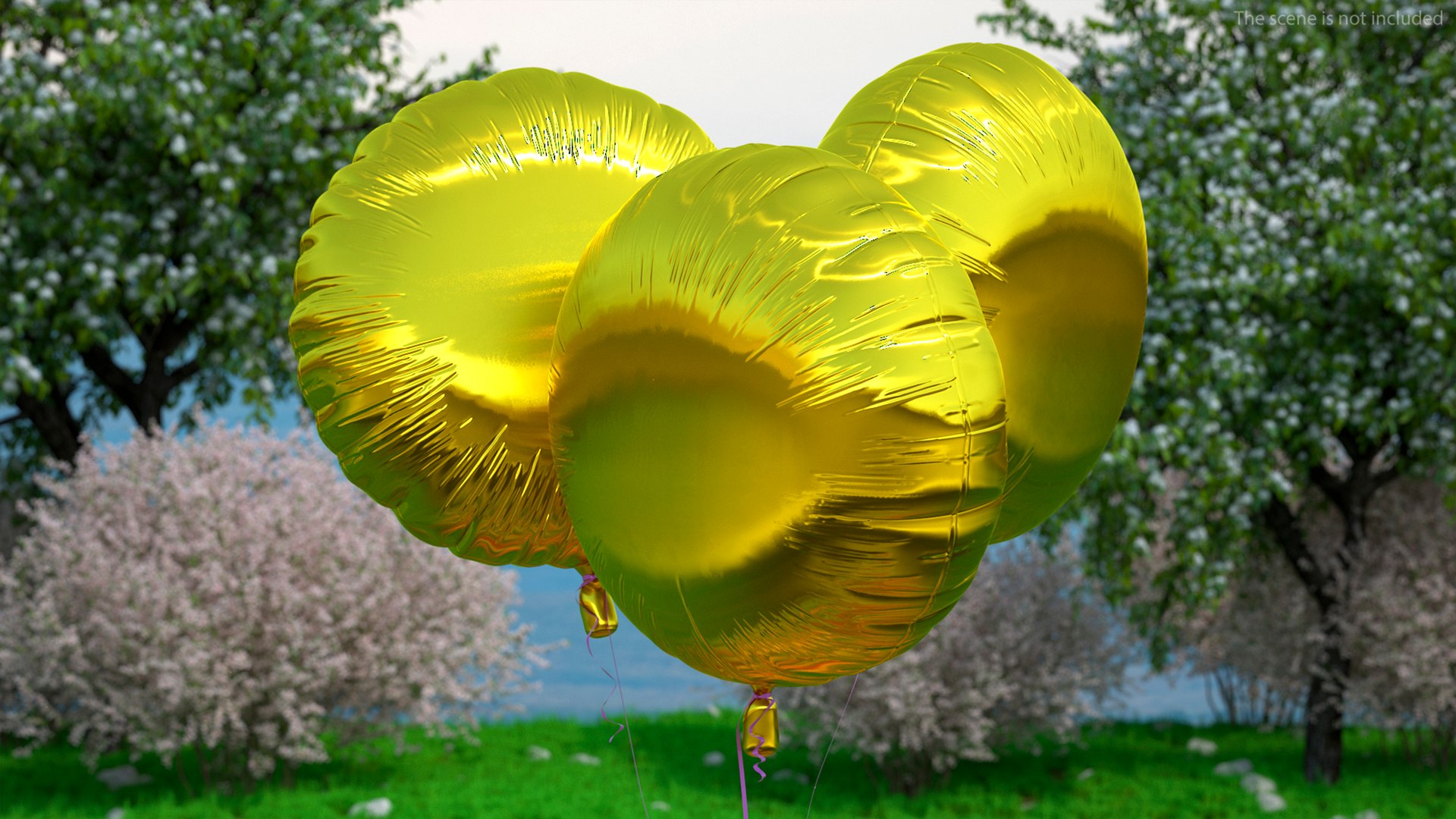 Three Helium Balloons Gold 3D - TurboSquid 2086126
