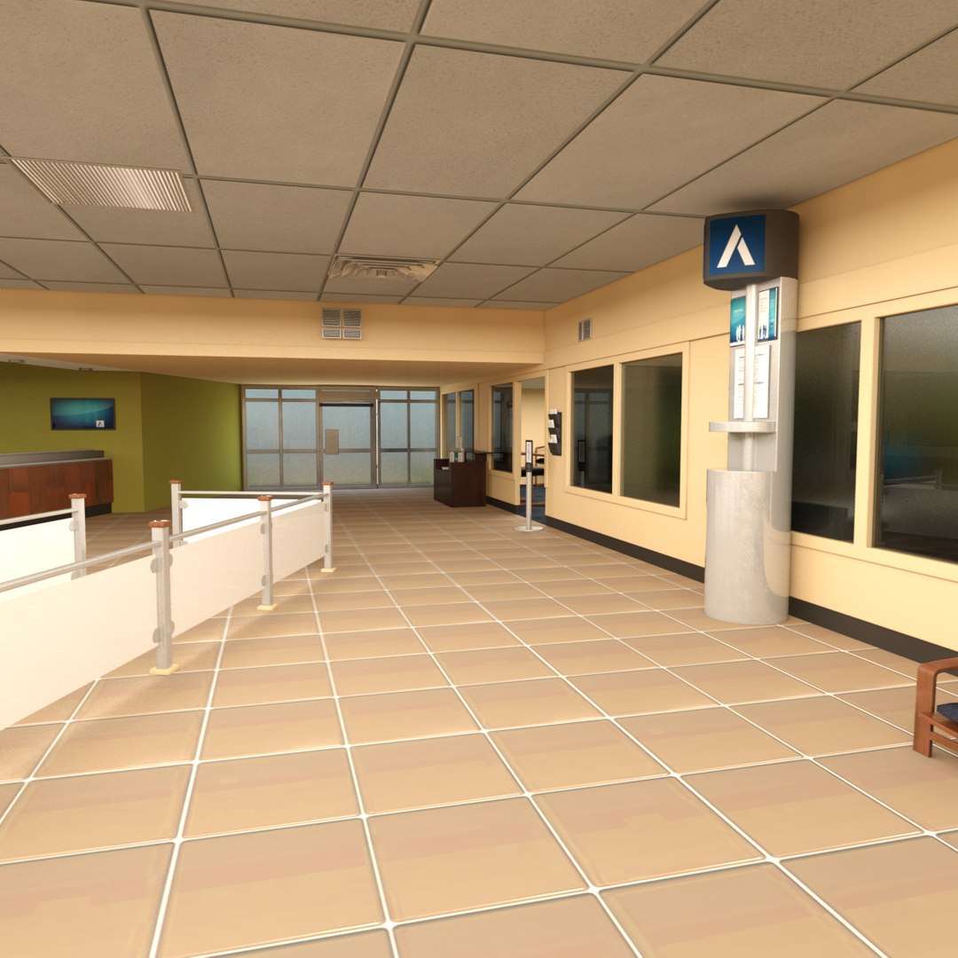 3d Model Large Bank Branch Exterior