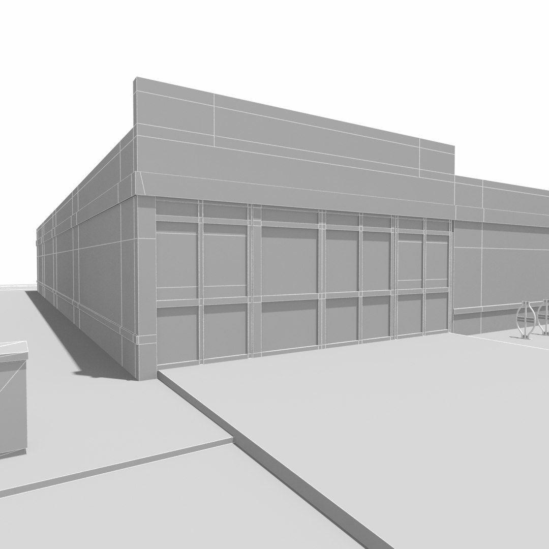 3d Model Large Bank Branch Exterior