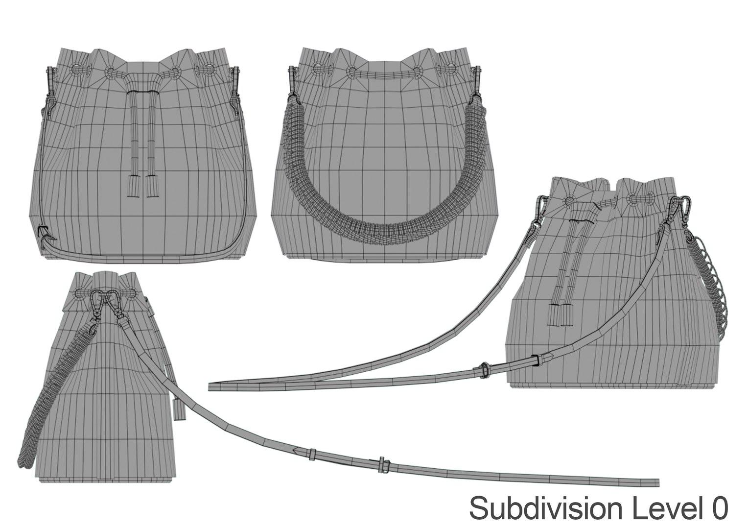 3D Women Drawstring Bucket Bag - TurboSquid 2030230