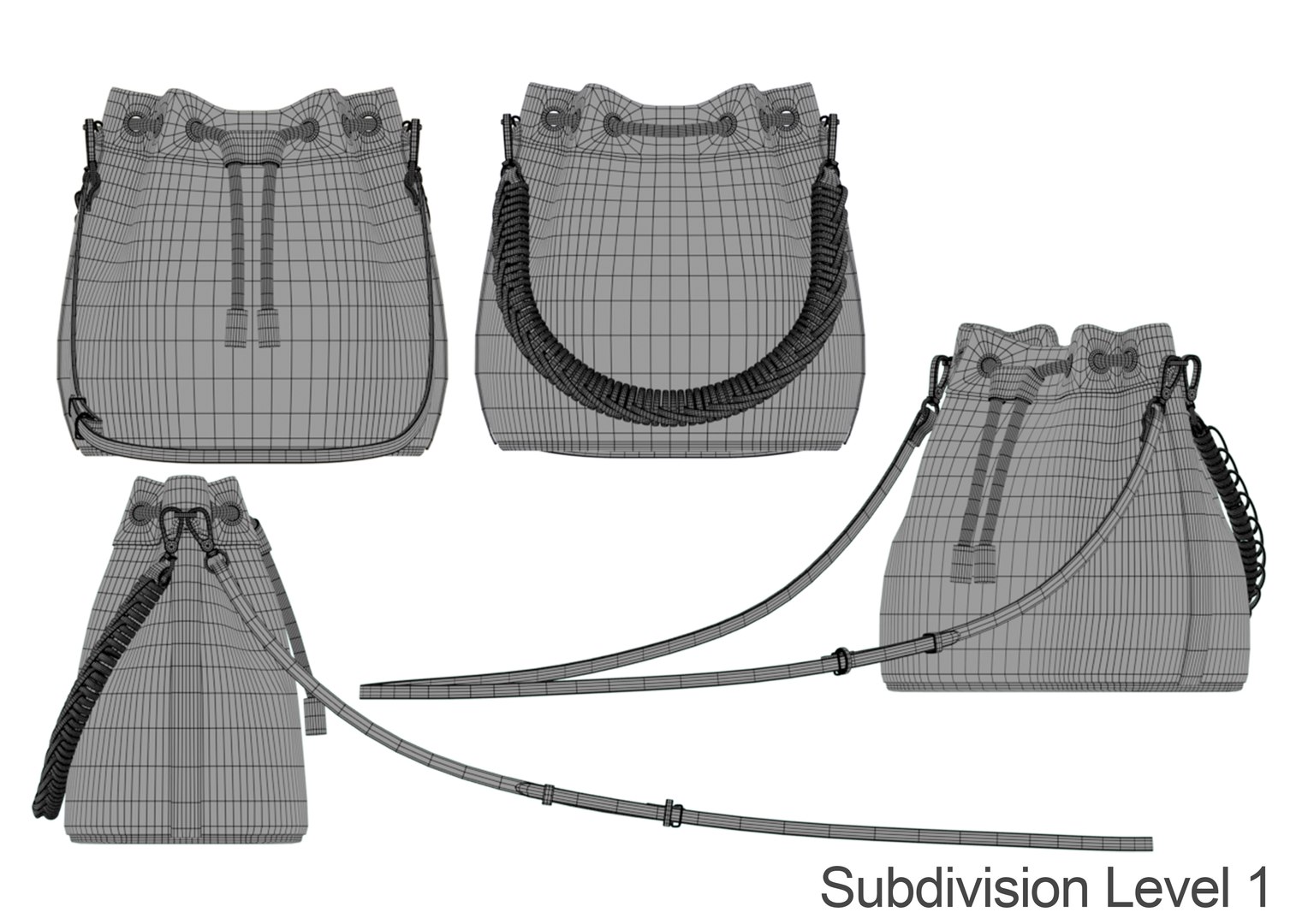 3D Women Drawstring Bucket Bag - TurboSquid 2030230