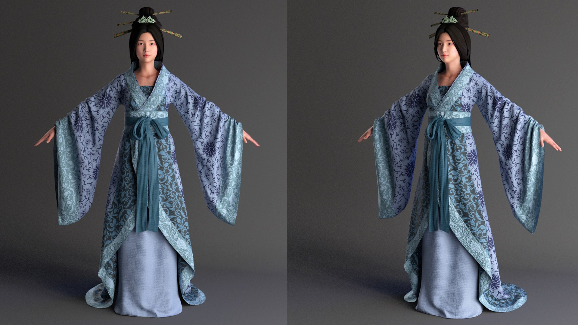3D Model Beauty Ancient Costume Woman Girl - TurboSquid 2028618