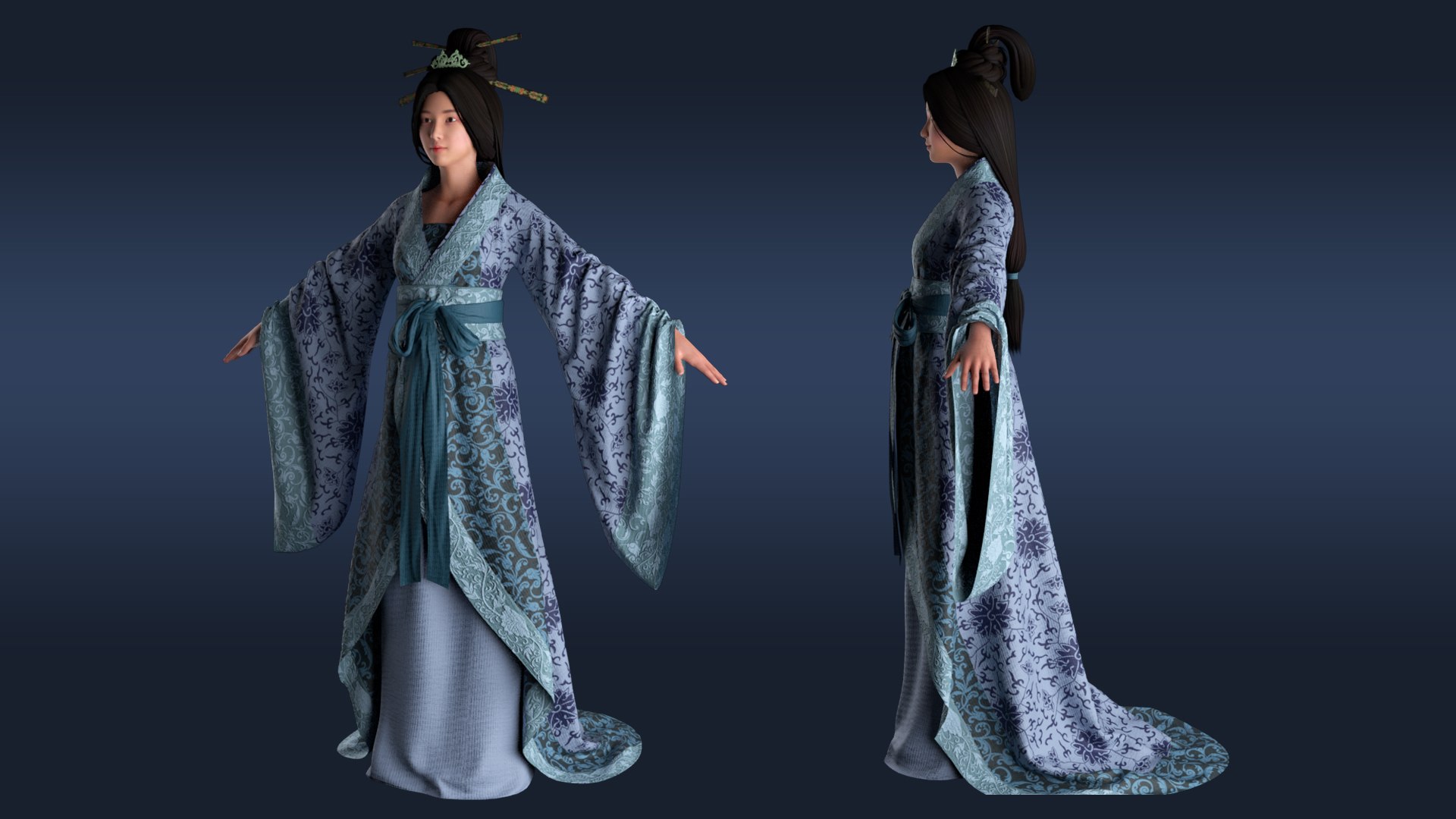 3D Model Beauty Ancient Costume Woman Girl - TurboSquid 2028618