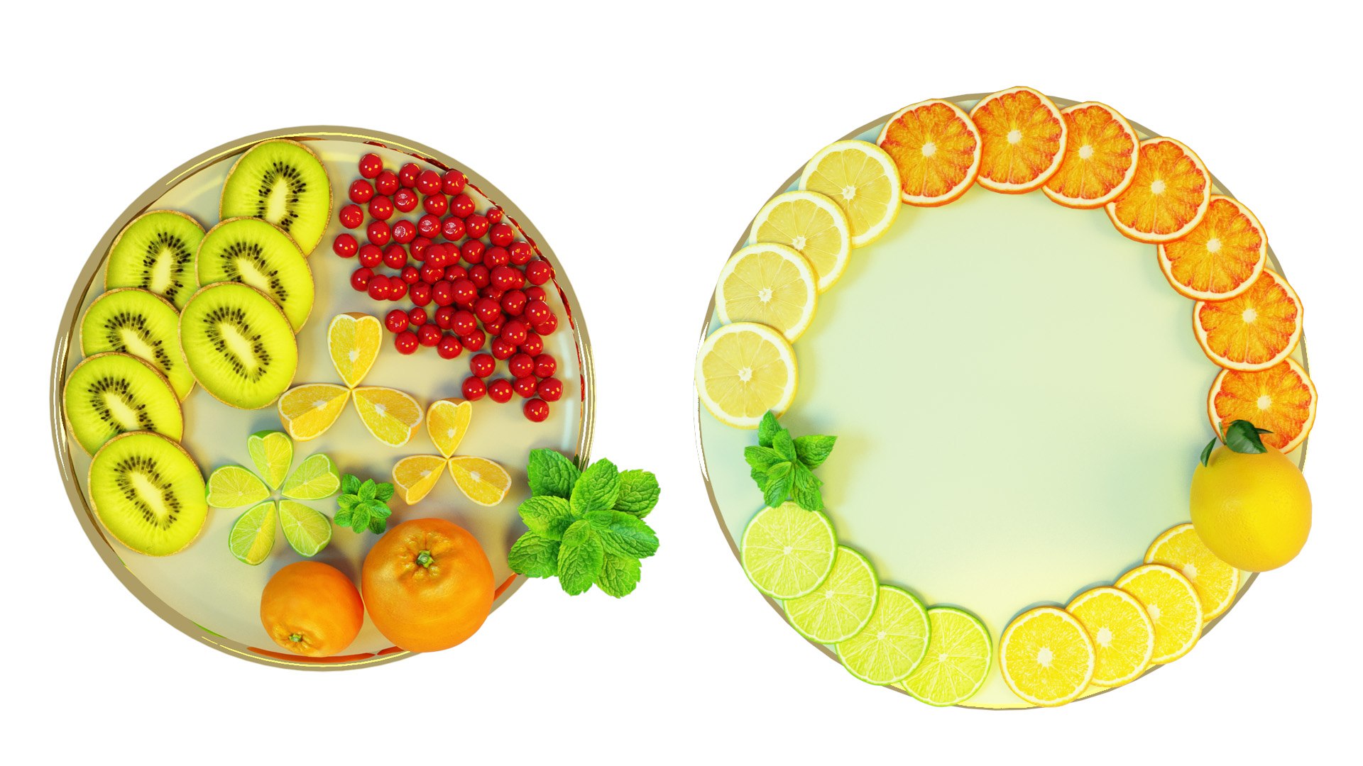 3D Citrus Slice Collection Realistic With Plate - TurboSquid 2219530