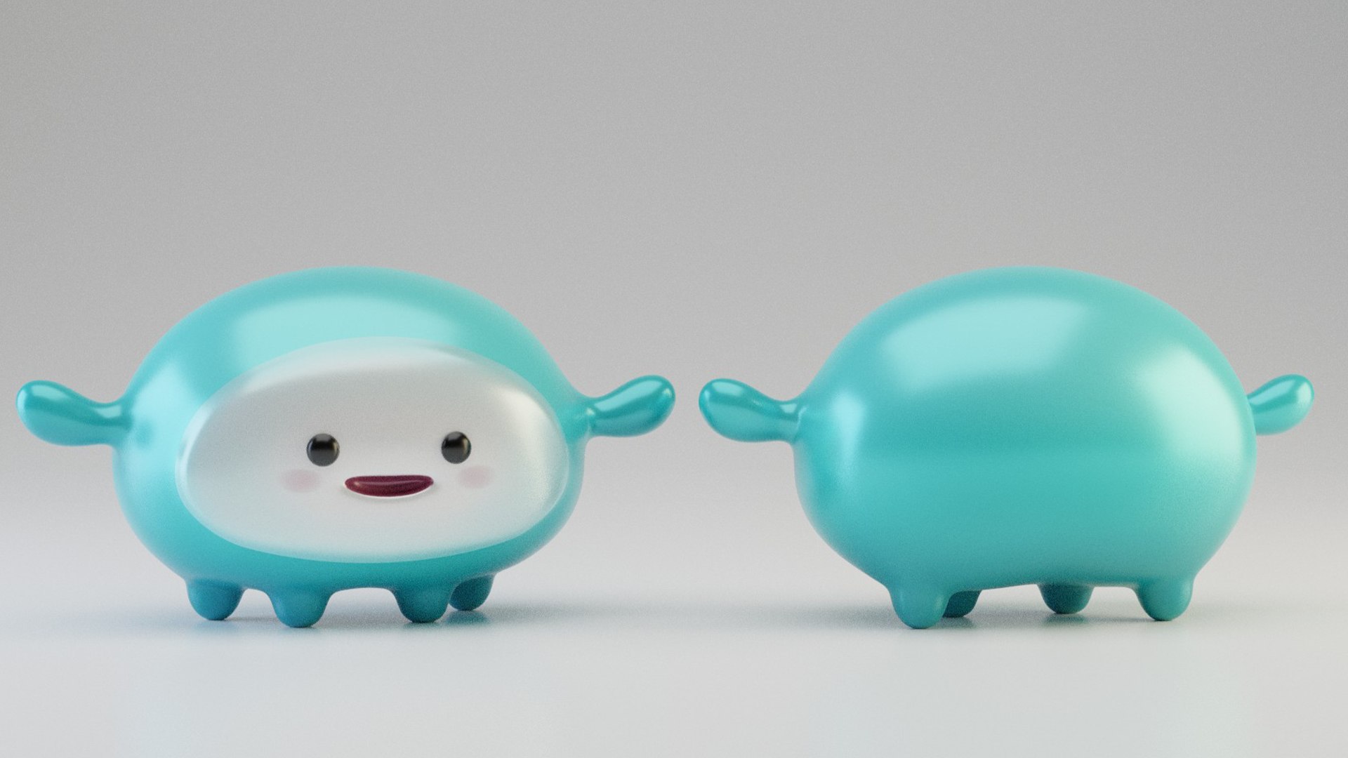 Turquoise Mini Cute Creature 3D Model - TurboSquid 1848073
