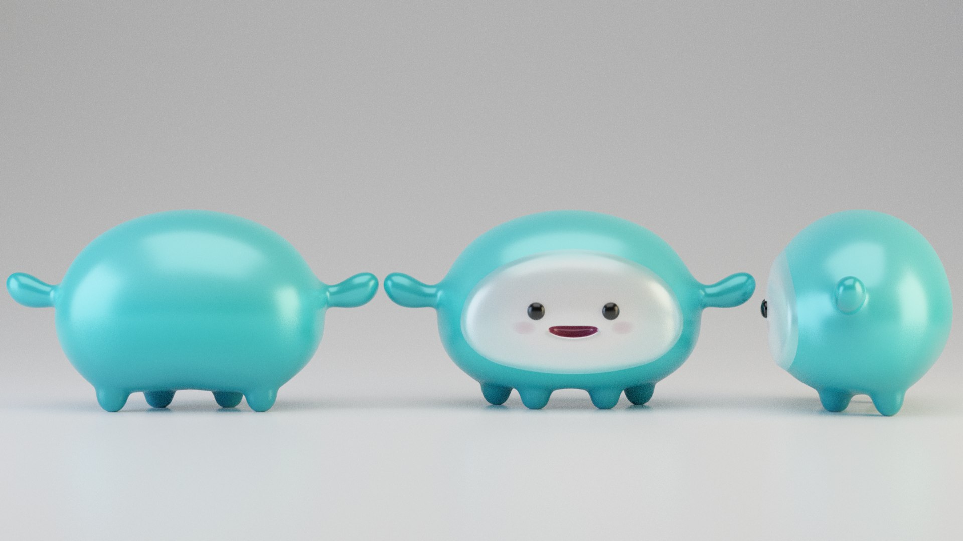 Turquoise Mini Cute Creature 3D Model - TurboSquid 1848073