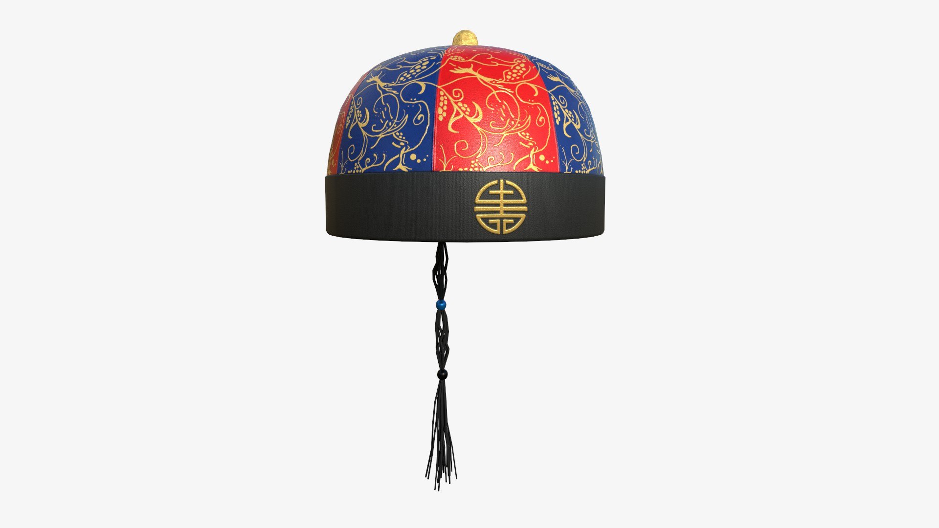 3D model Chinese Traditional Hat A04 Blue Red - Character Design ...