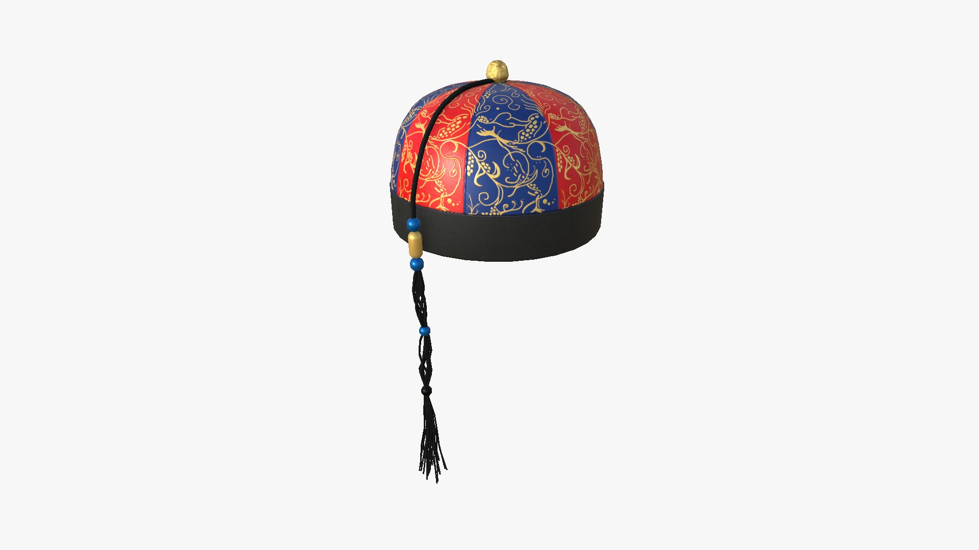 3D Model Chinese Traditional Hat A04 Blue Red - Character Design ...