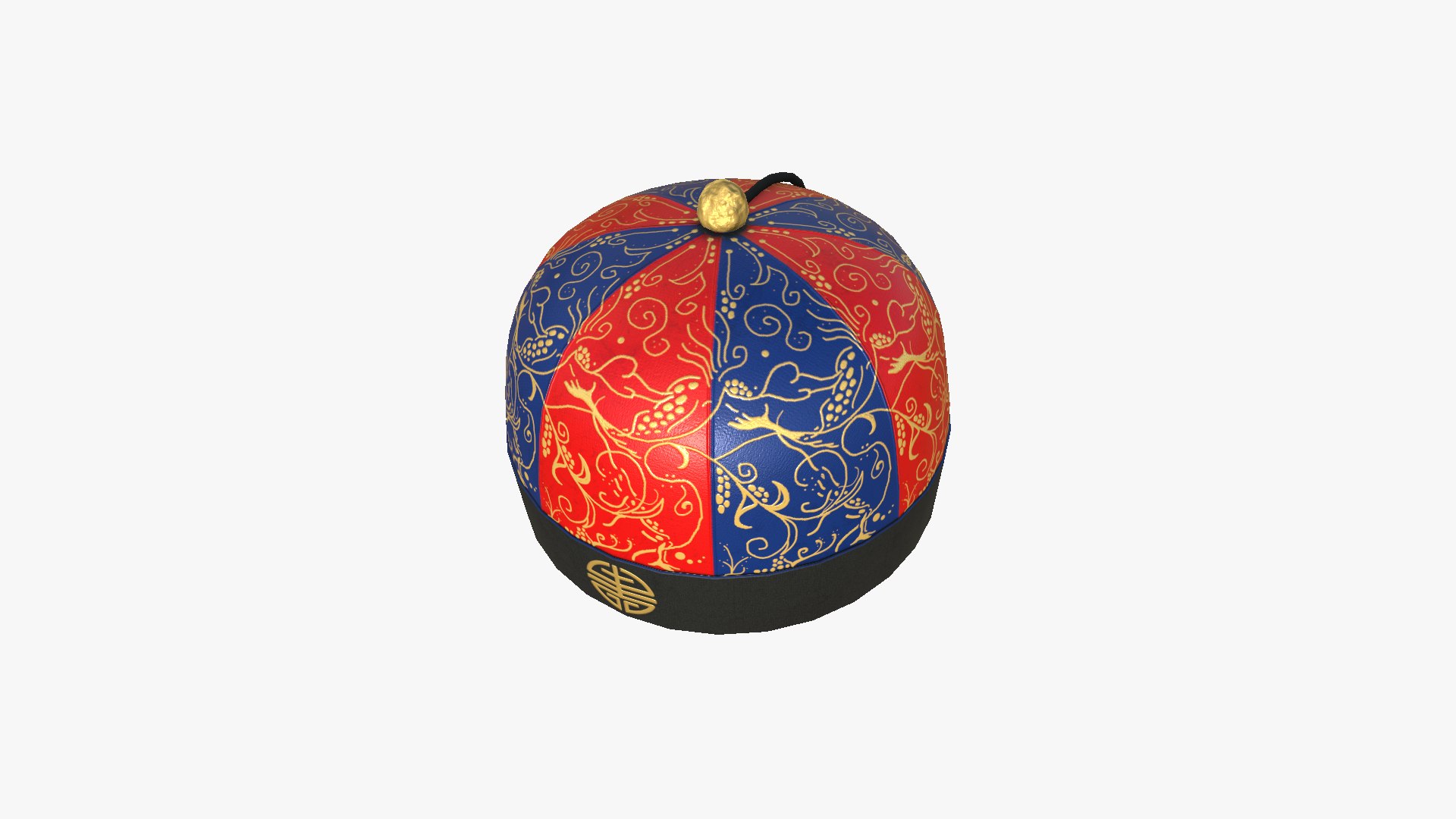 3D Model Chinese Traditional Hat A04 Blue Red - Character Design ...