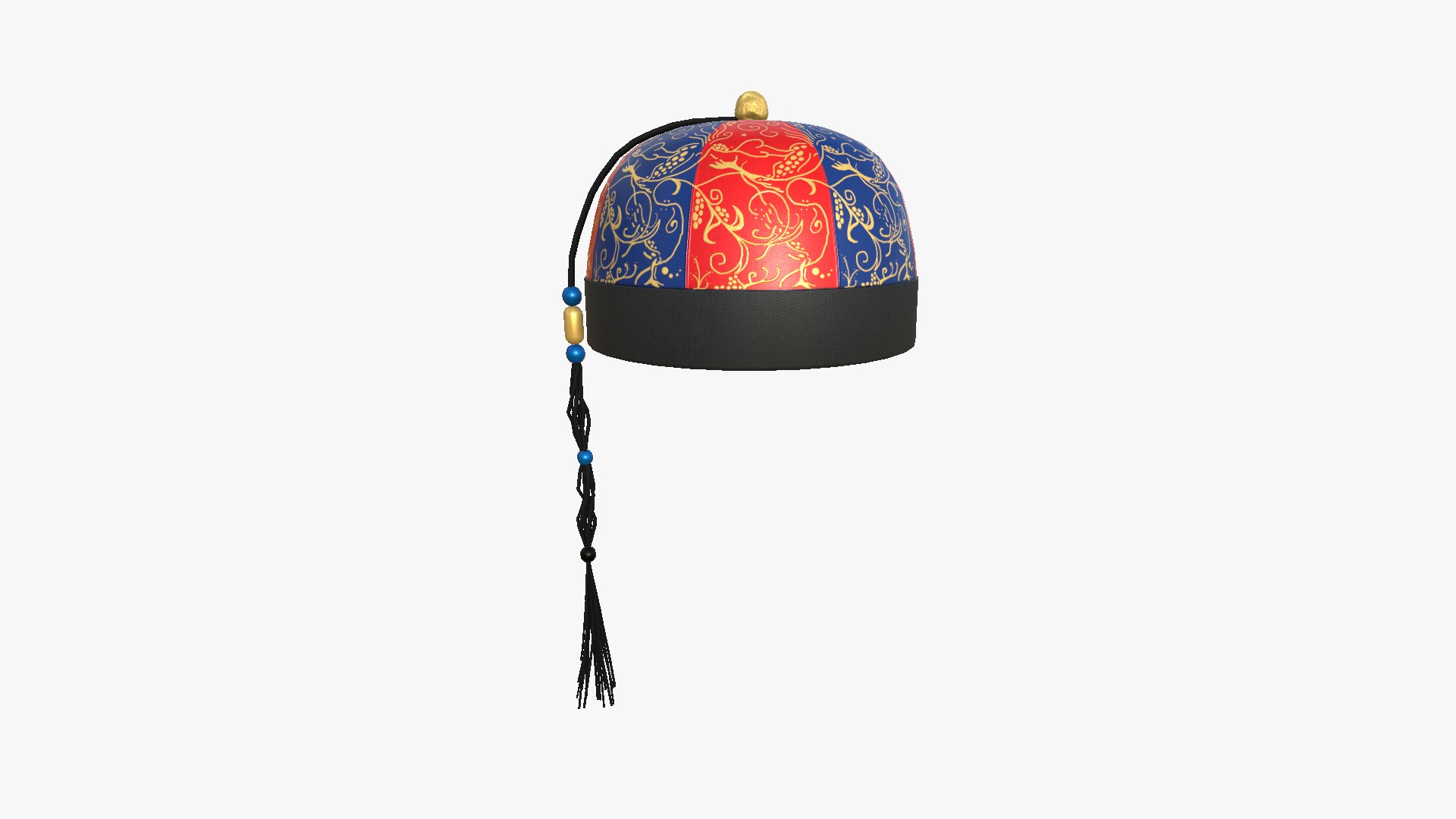 3D model Chinese Traditional Hat A04 Blue Red - Character Design ...