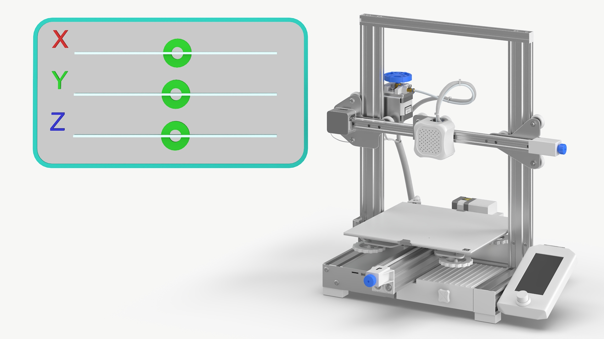 Impressora 3D cartesiana de estrutura aberta com estrutura branca ...