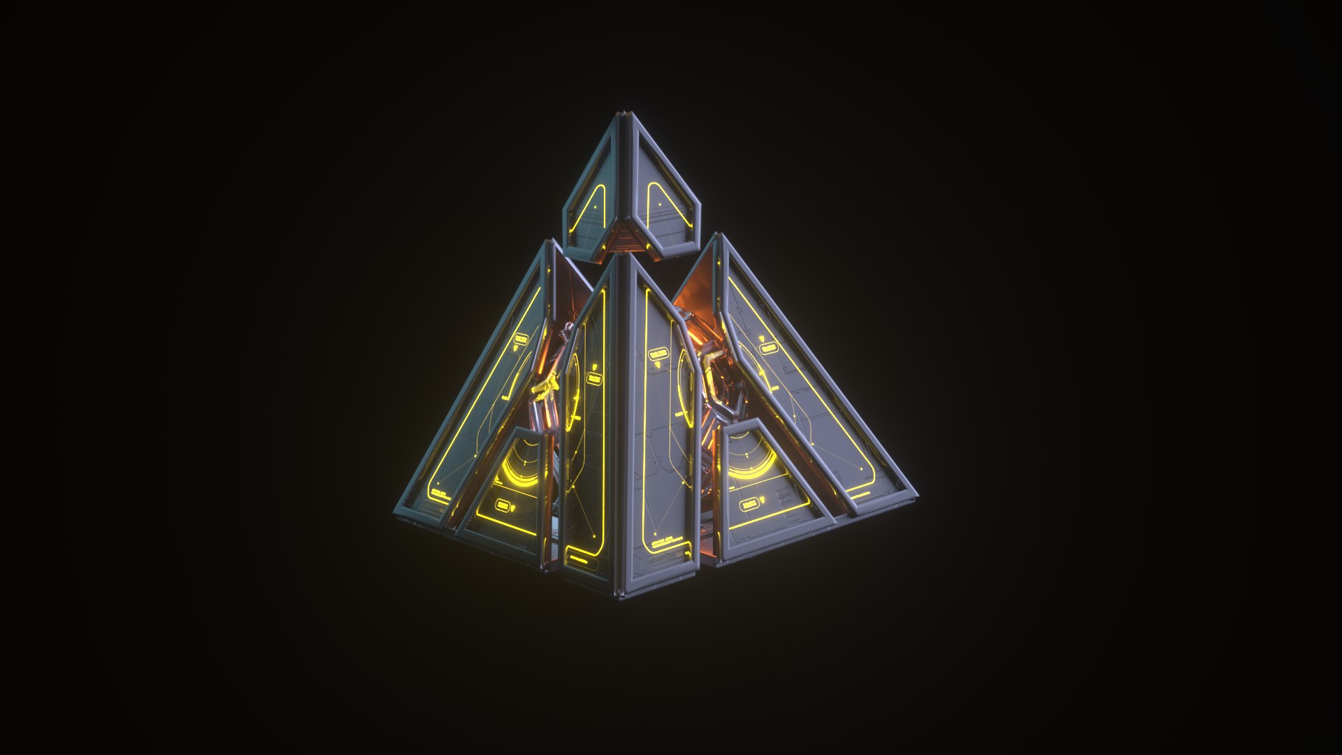 3D Triangular Pyramid Triangle Sci-Fi Cube Block Matrix Core Energy ...