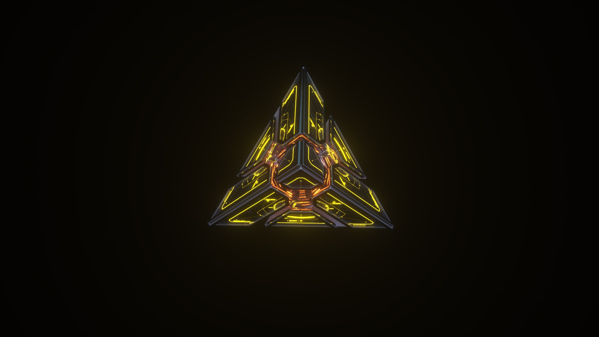 3D Triangular Pyramid Triangle Sci-Fi Cube Block Matrix Core Energy ...