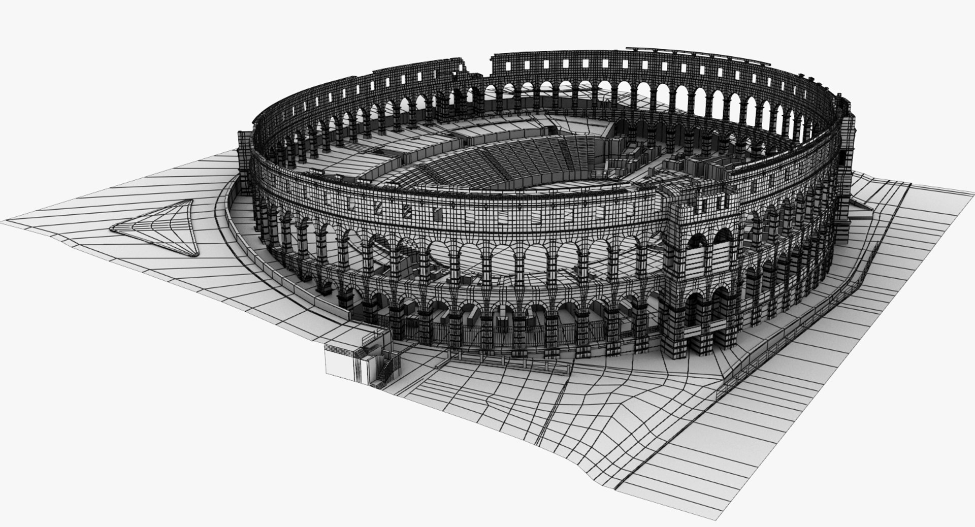 Roman Amphitheater Arena Pula 3d Model