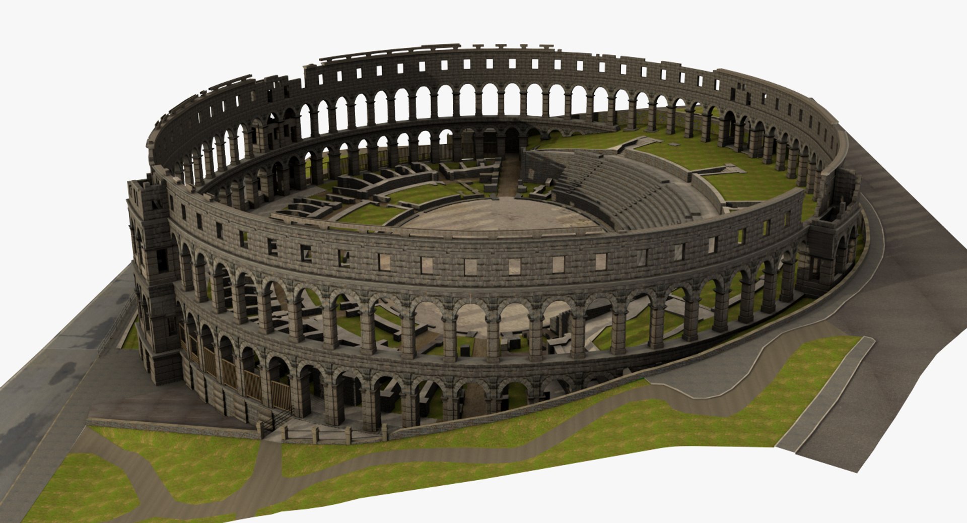 Roman Amphitheater Arena Pula 3d Model