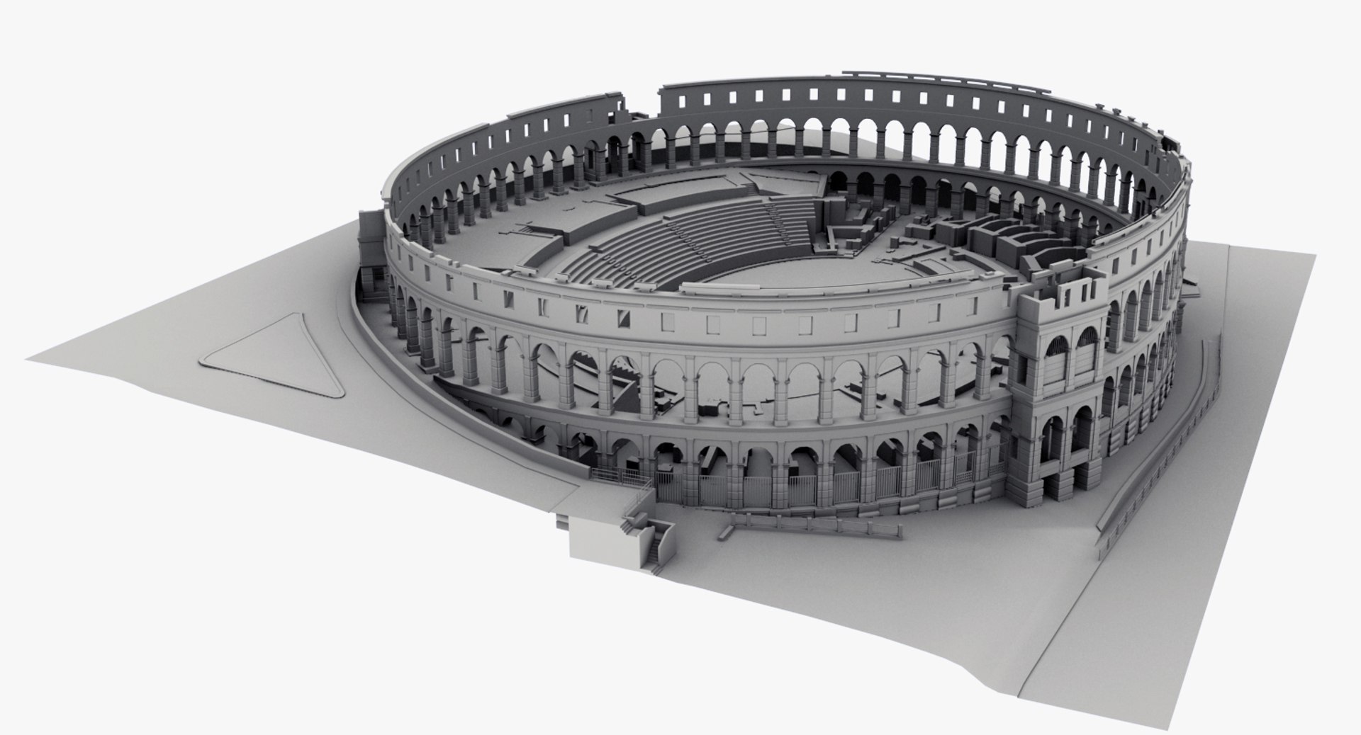 Roman Amphitheater Arena Pula 3d Model