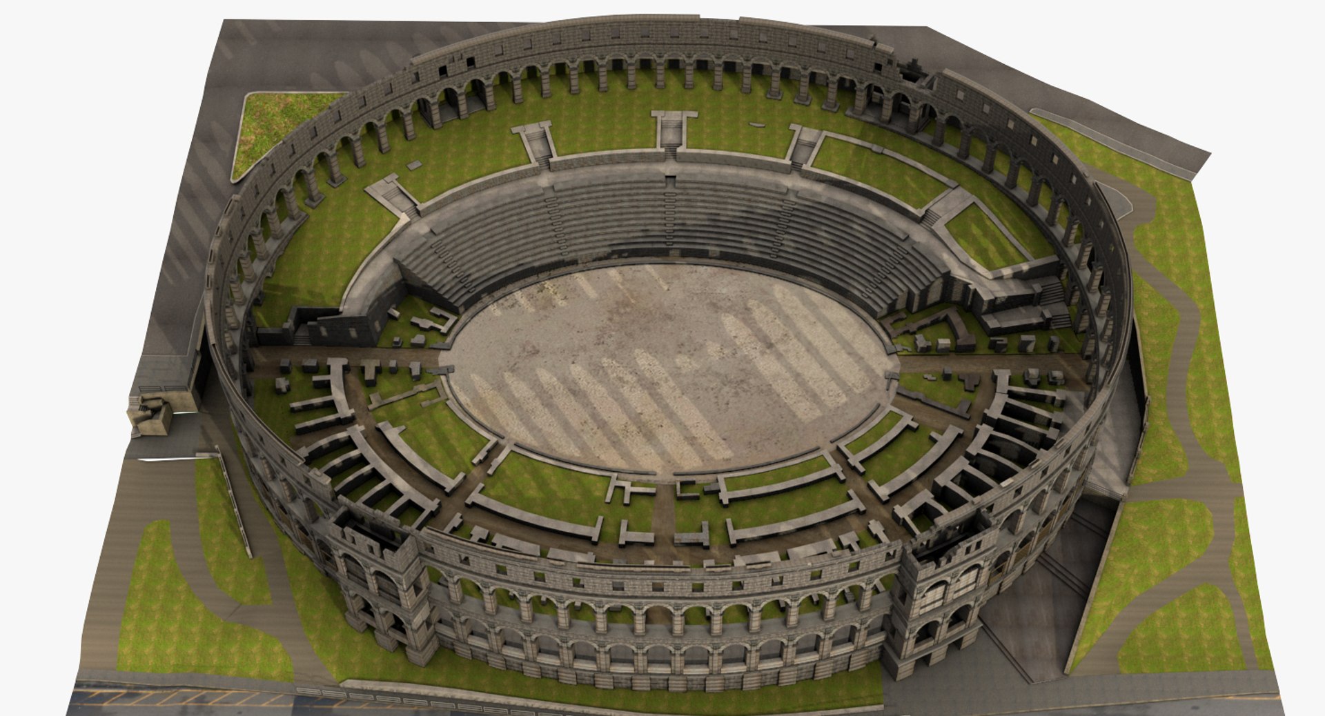 Roman Amphitheater Arena Pula 3d Model