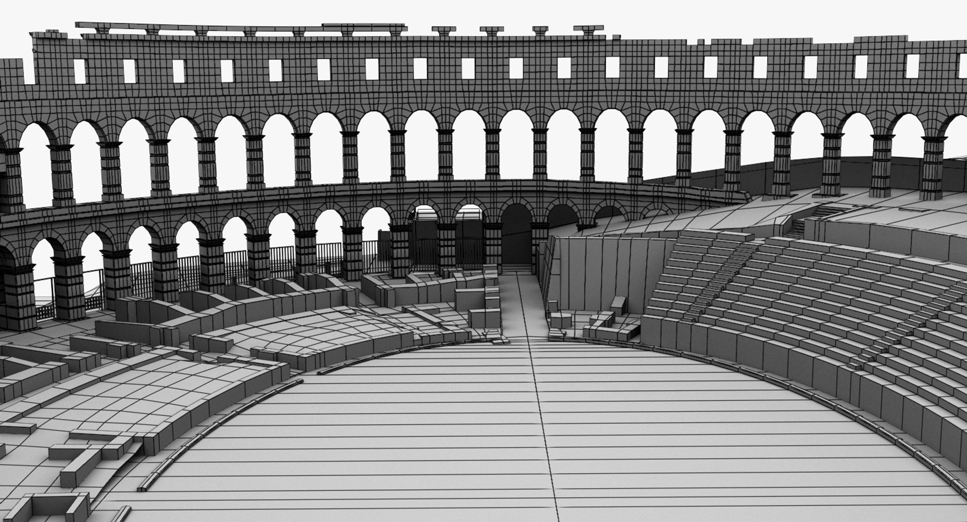 roman amphitheater arena pula 3d model