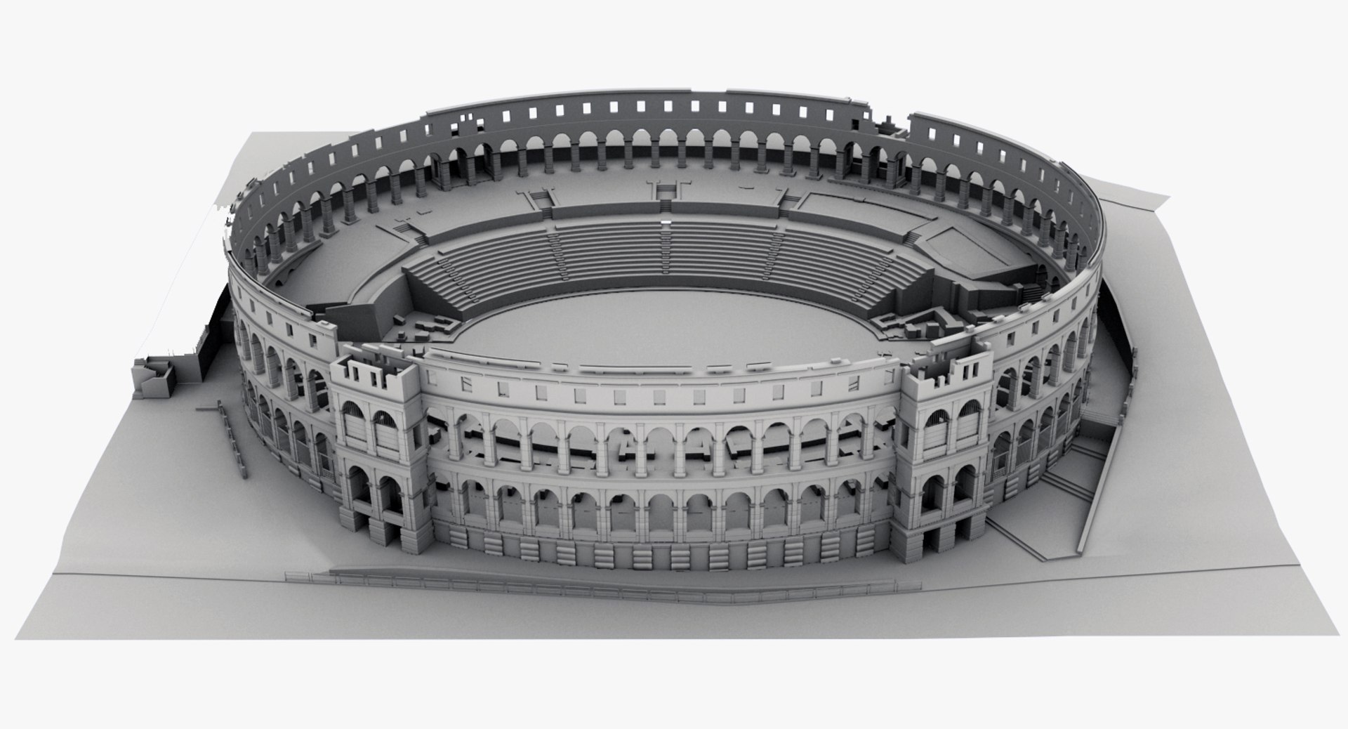 Roman Amphitheater Arena Pula 3d Model