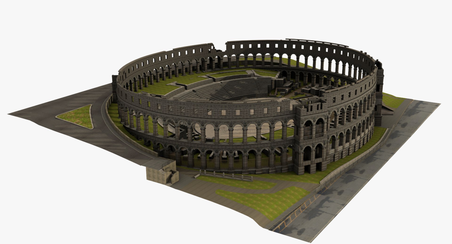 Roman Amphitheater Arena Pula 3d Model