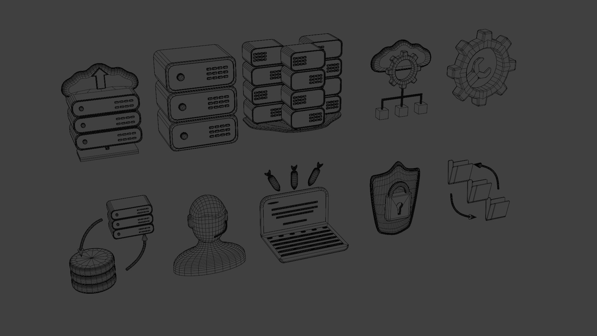 3D Model Icons Data Center And Hosting - TurboSquid 1741678