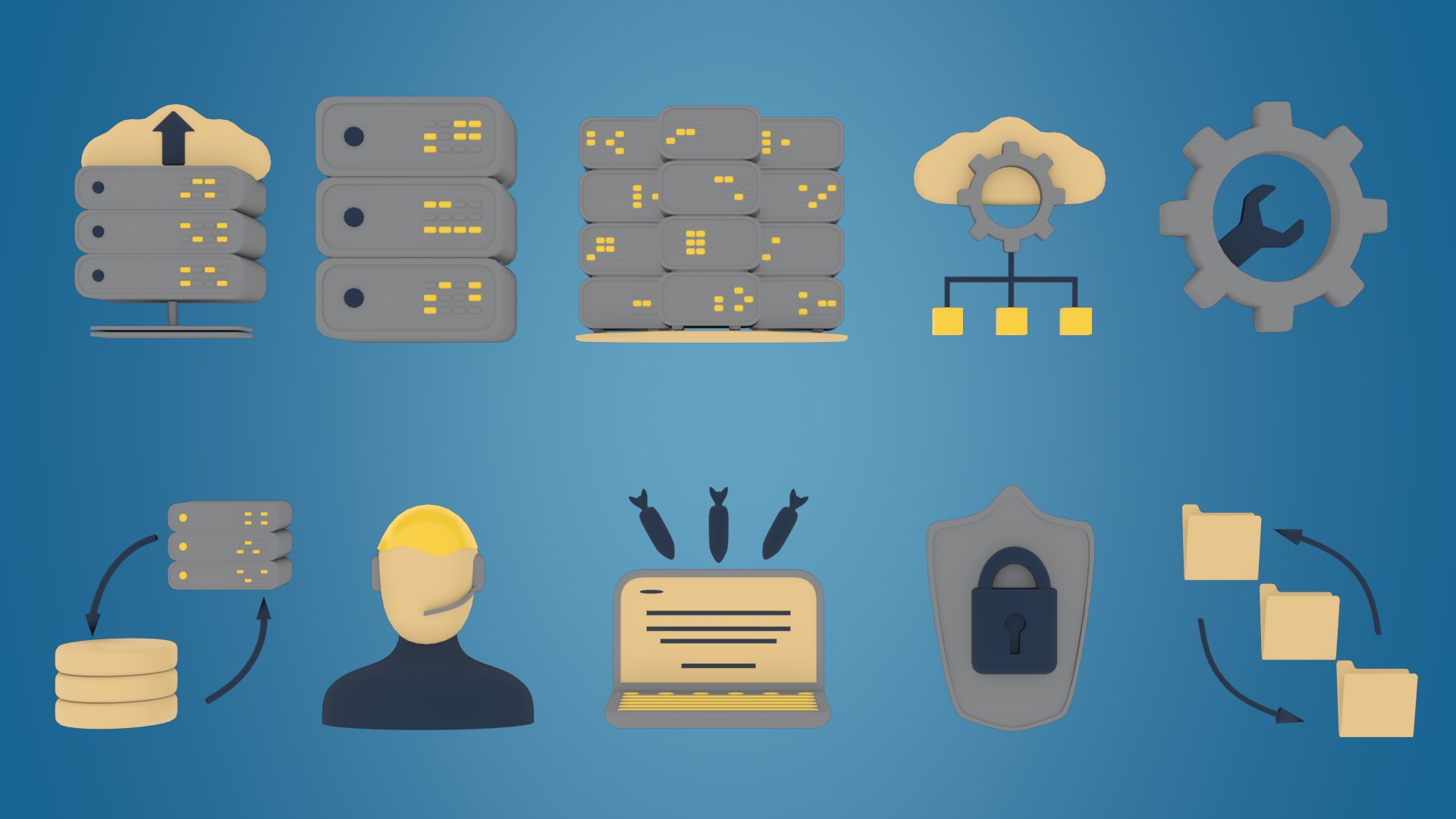 3D Model Icons Data Center And Hosting - TurboSquid 1741678