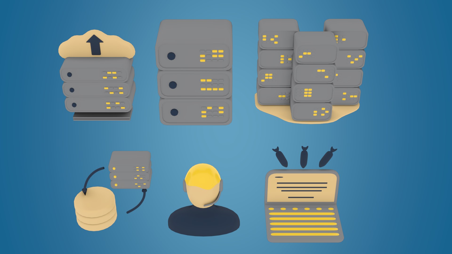 3D Model Icons Data Center And Hosting - TurboSquid 1741678