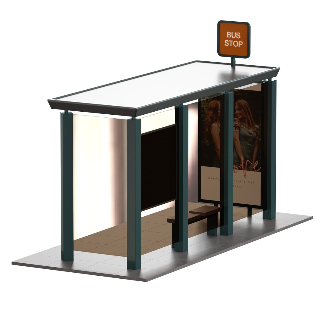 3D Public Transport Bus Stop - TurboSquid 2157889
