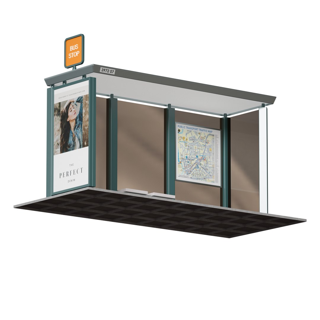 3D Public Transport Bus Stop - TurboSquid 2157889