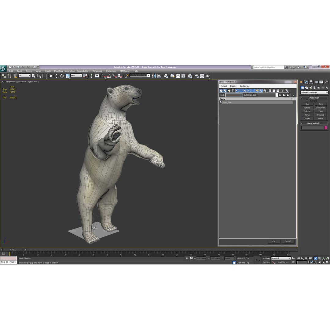 polar bear fur pose 3d ma