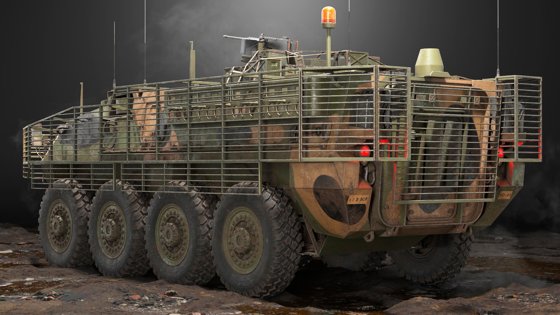 3D M1130 Stryker CV Slat Armour PBR Model - TurboSquid 2427650