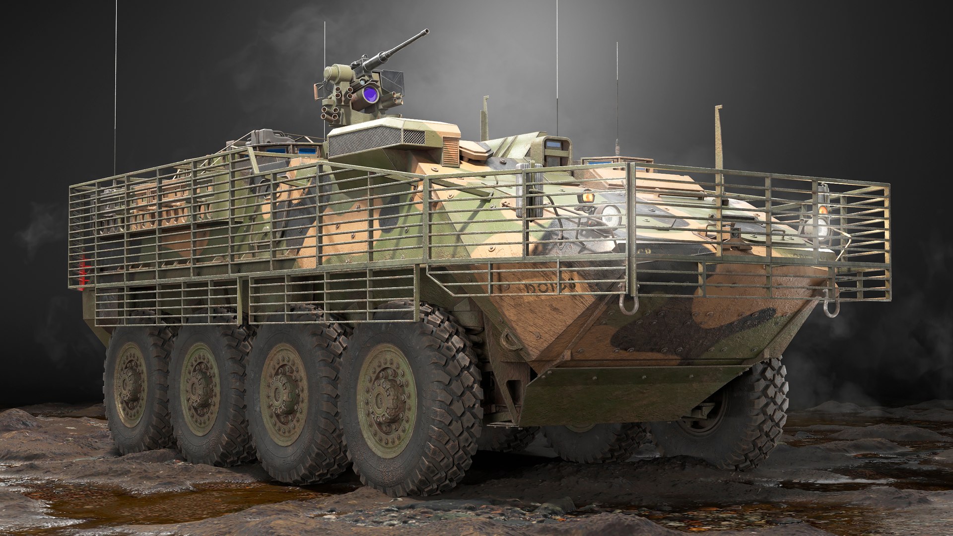 3D M1130 Stryker CV Slat Armour PBR Model - TurboSquid 2427650