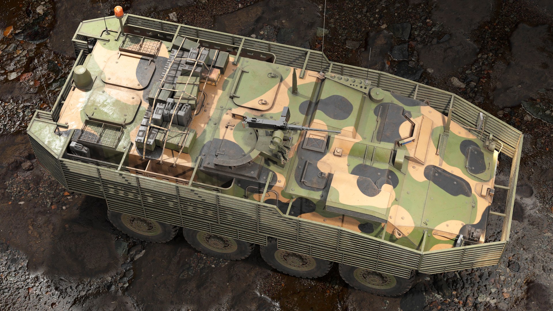 3D M1130 Stryker CV Slat Armour PBR Model - TurboSquid 2427650
