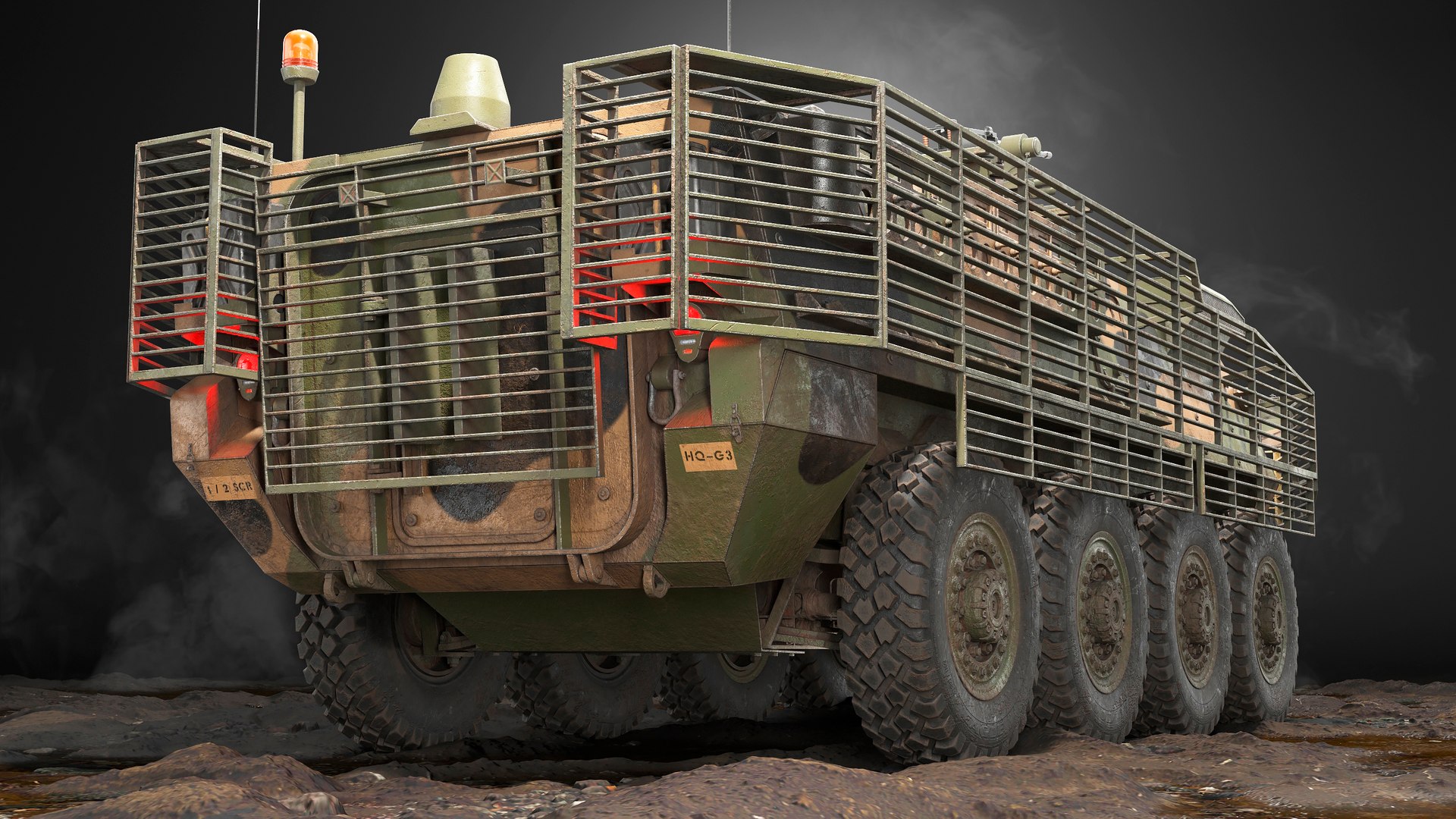 3D M1130 Stryker CV Slat Armour PBR Model - TurboSquid 2427650