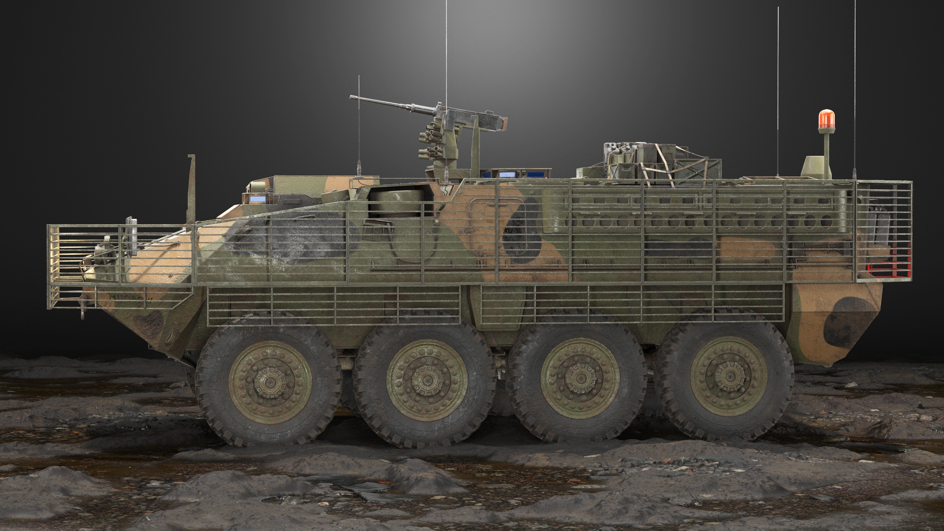 3D M1130 Stryker CV Slat Armour PBR Model - TurboSquid 2427650