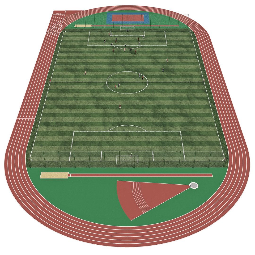 Football Field With Players 3D Model - TurboSquid 1976088