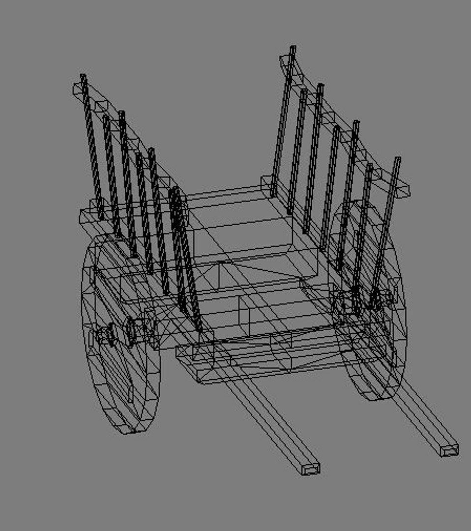 Ready Wooden Cart 3ds