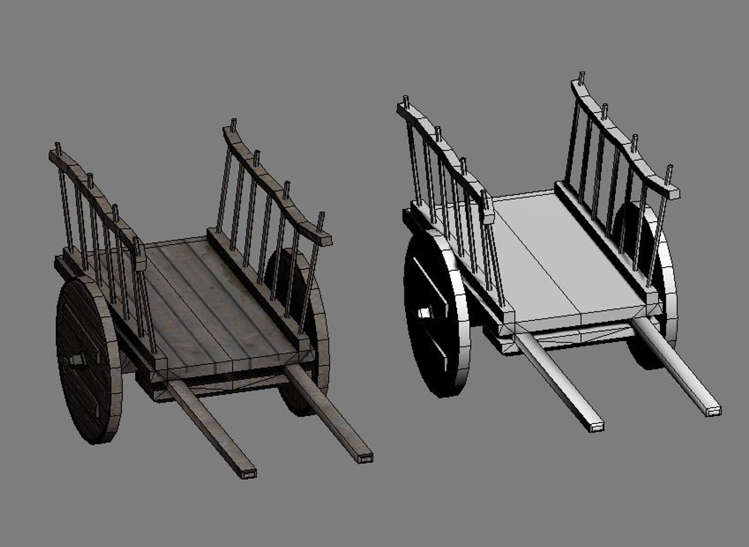 Ready Wooden Cart 3ds