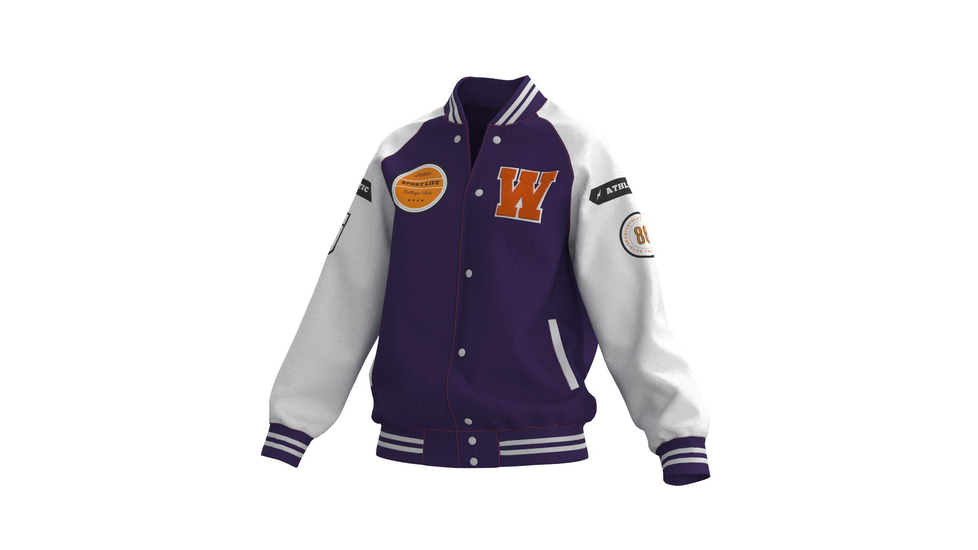 3D Male Raglan Varsity Jacket - TurboSquid 2152896