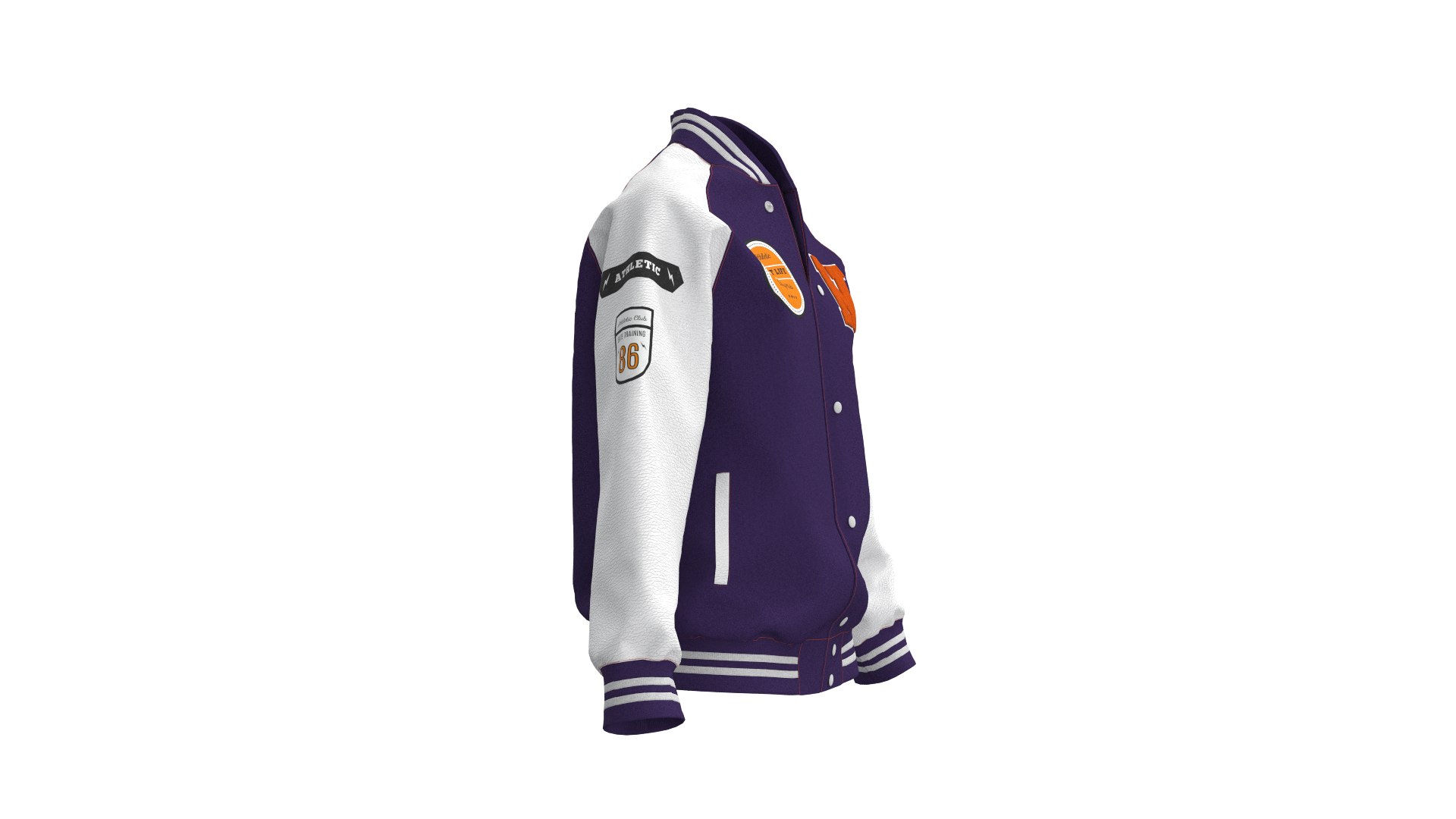 3D Male Raglan Varsity Jacket - TurboSquid 2152896