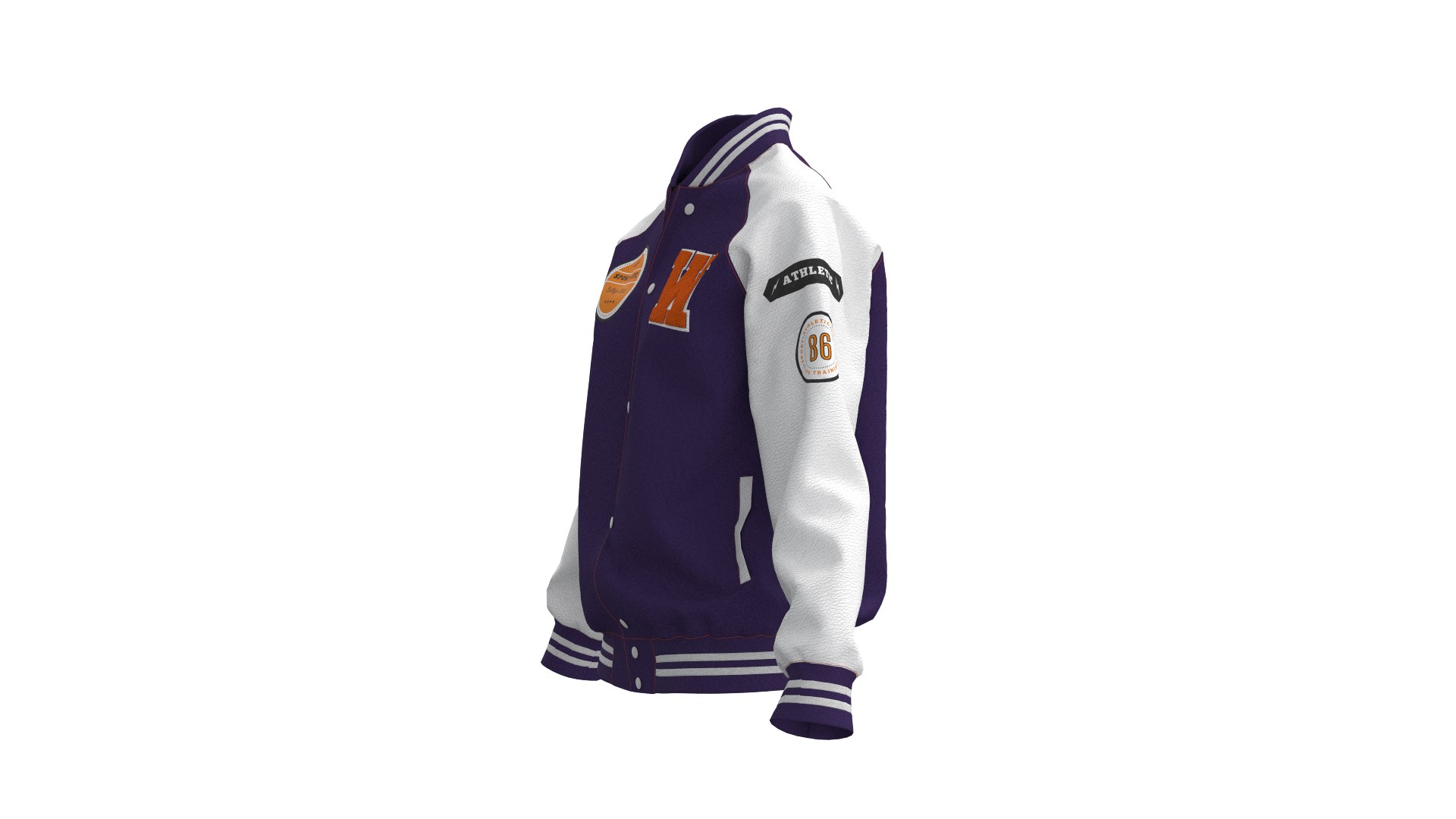 3D Male Raglan Varsity Jacket - TurboSquid 2152896