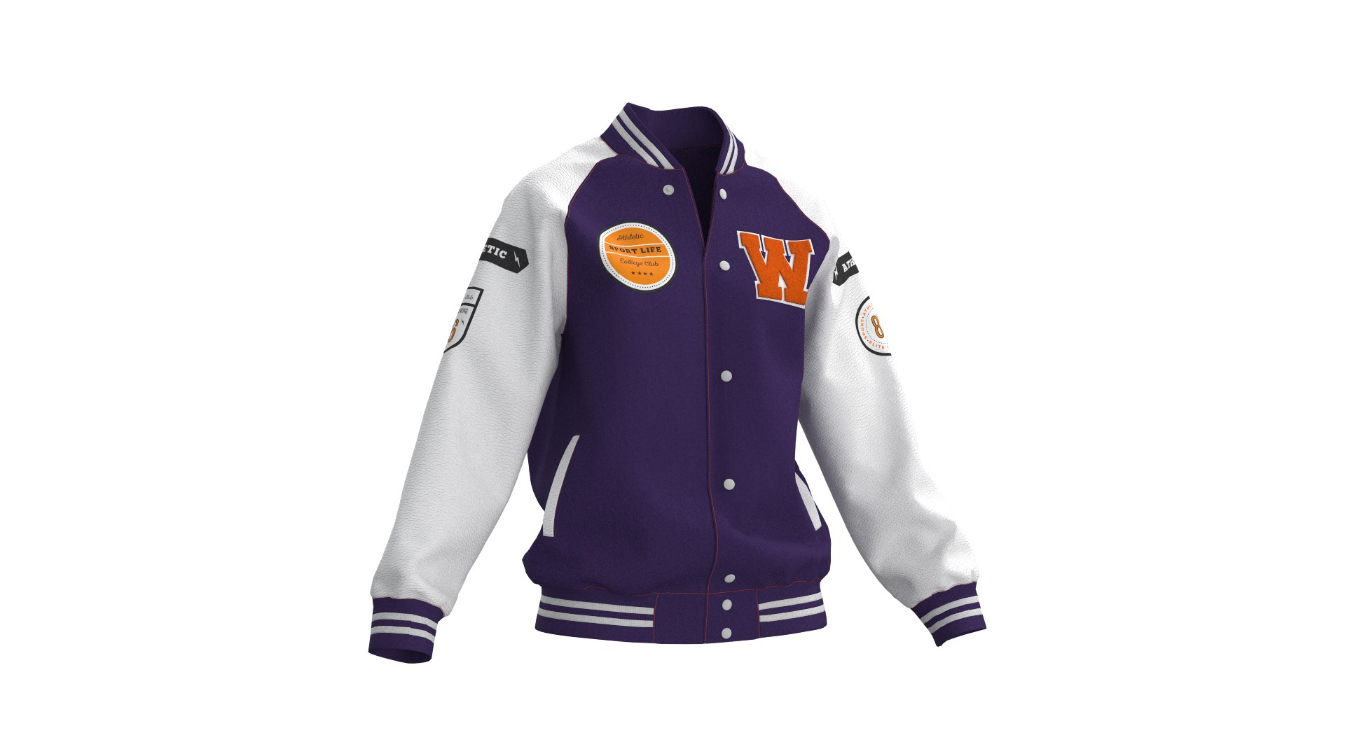 3D Male Raglan Varsity Jacket - TurboSquid 2152896