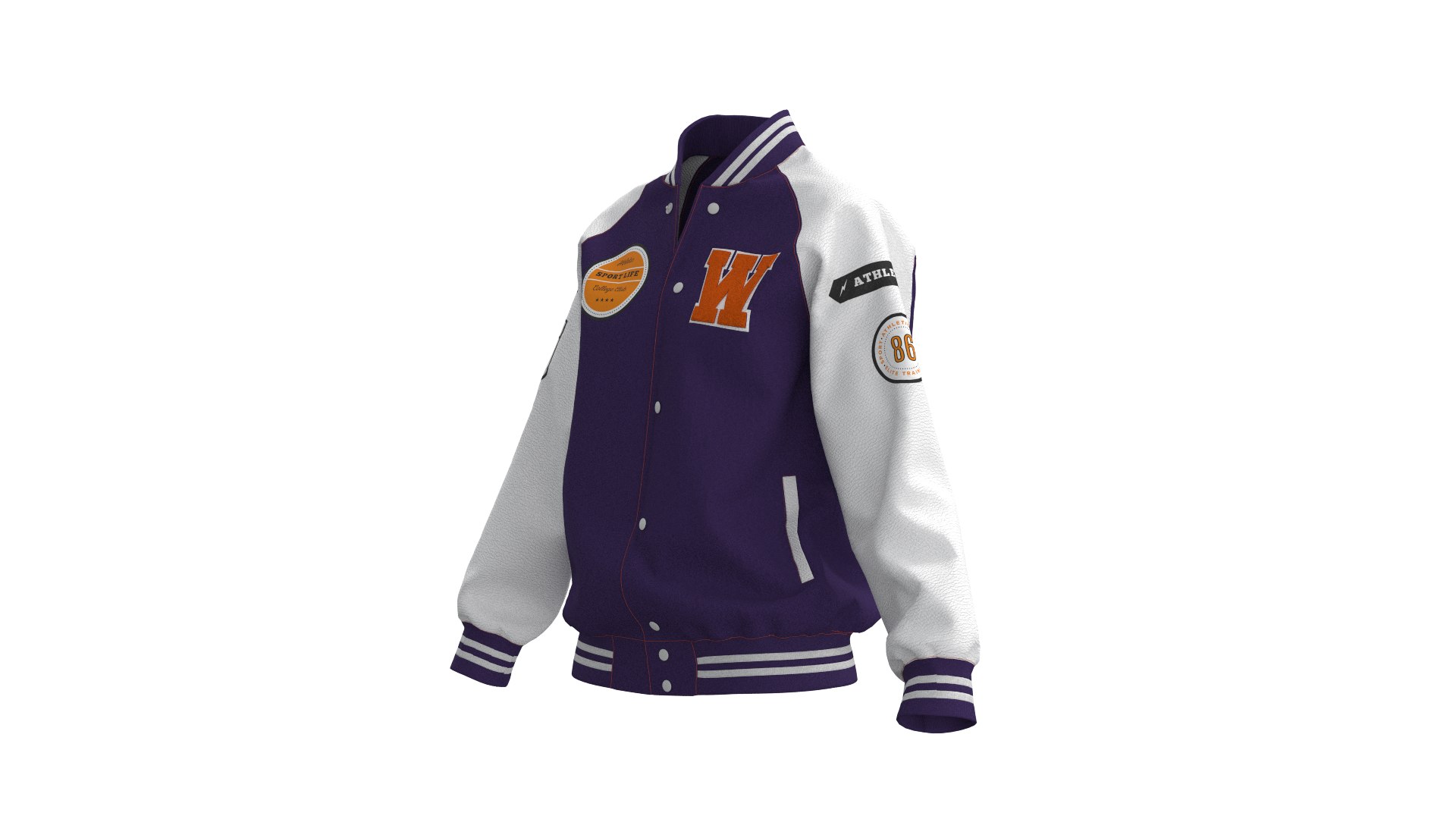 3D Male Raglan Varsity Jacket - TurboSquid 2152896